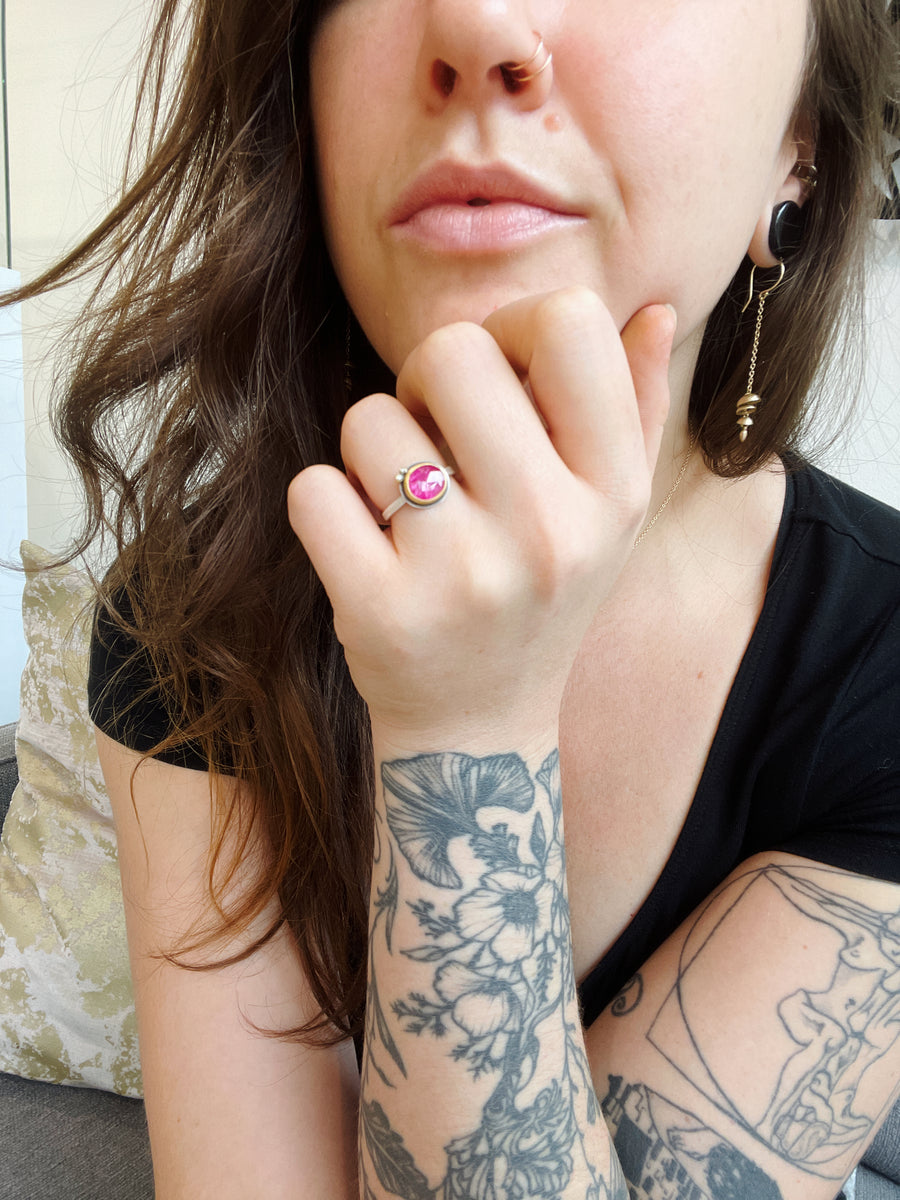 Ananda Khalsa | Mixed Metal Small Ruby Ring – Art + Soul Gallery
